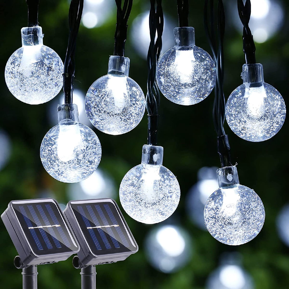 2 Pack Solar String Lights Outdoor, 100LED 39FT Fairy Crystal Ball ...