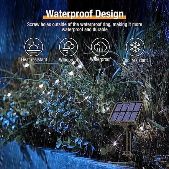 2-Pack Solar String Lights Outdoor, 160LED 66FT Solar Fairy Lights ...