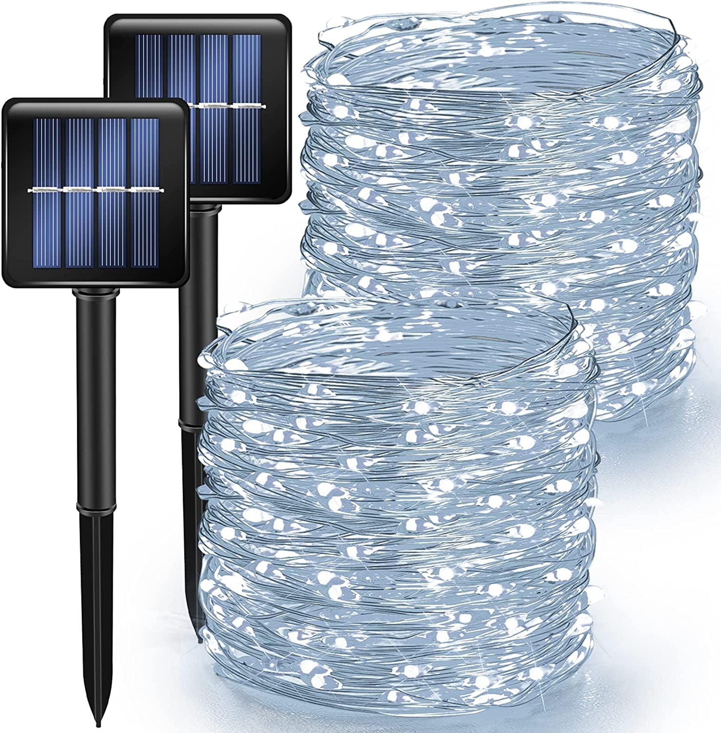 2 Pack Solar String Lights Outdoor, Total 80 FT 240 LED Solar Powered ...
