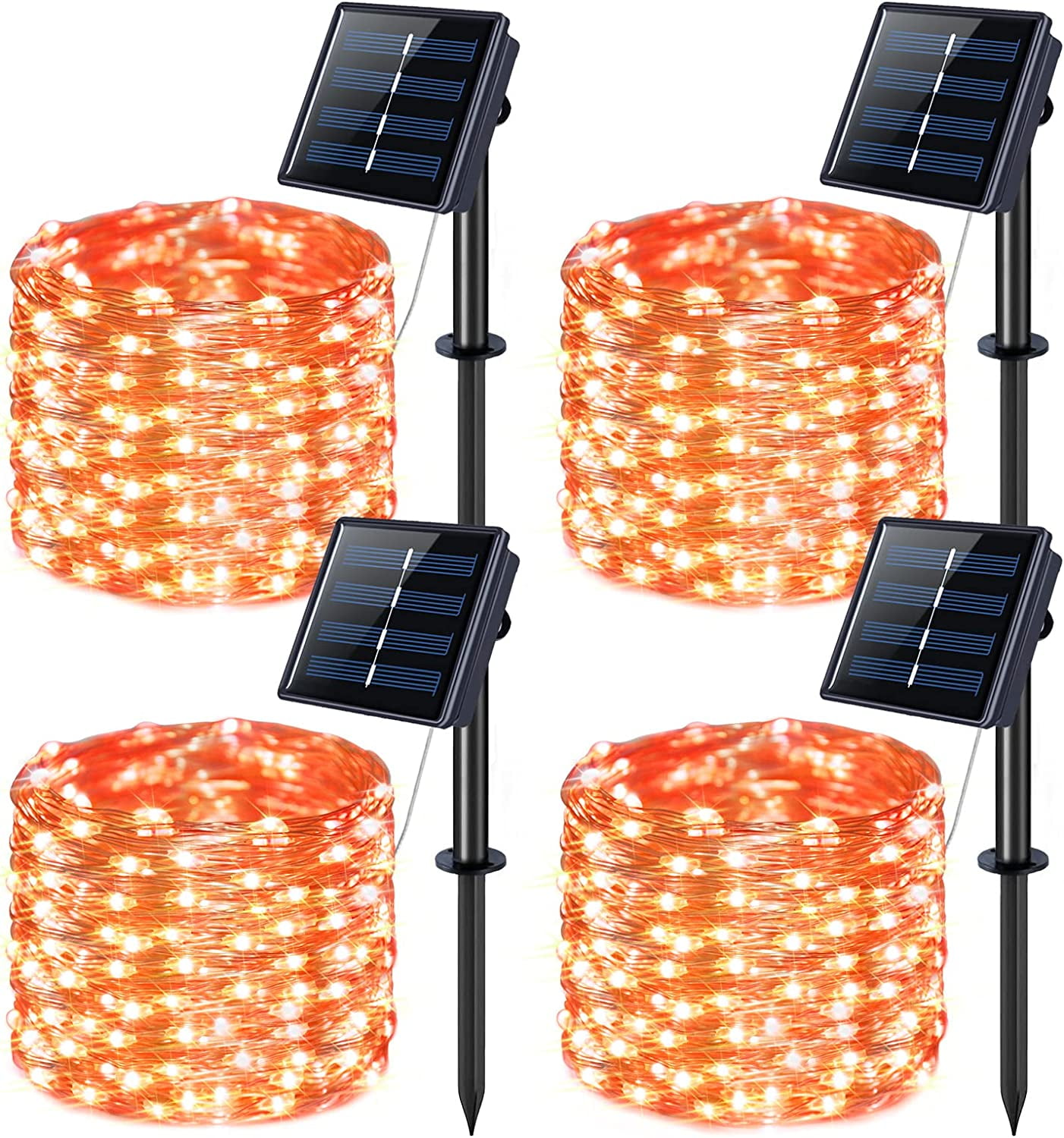 2 Pack Solar String Lights Outdoor Waterproof, Each 33FT 100 LED Solar ...