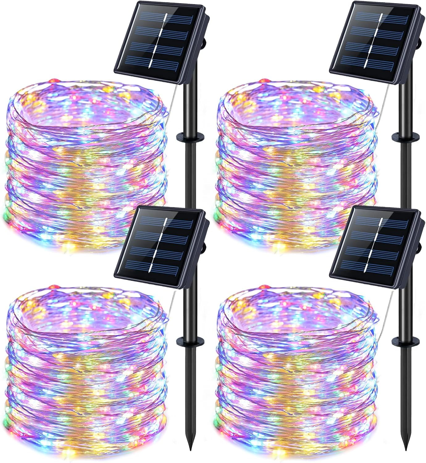 2 Pack Solar String Lights Outdoor Waterproof, Each 33FT 100 LED Solar ...