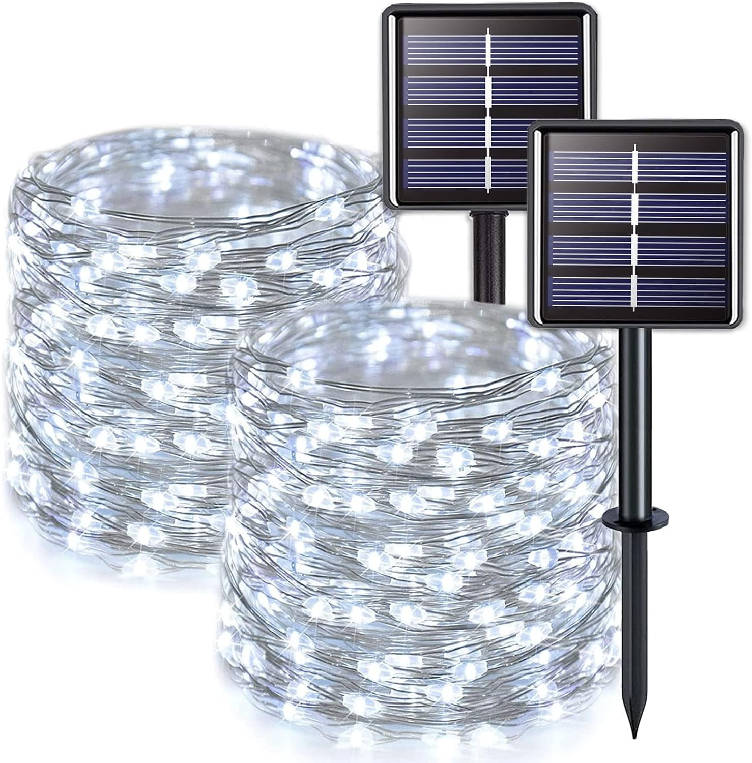 2 Pack Solar String Lights Outdoor Waterproof, Each 33FT 100 LED Solar ...