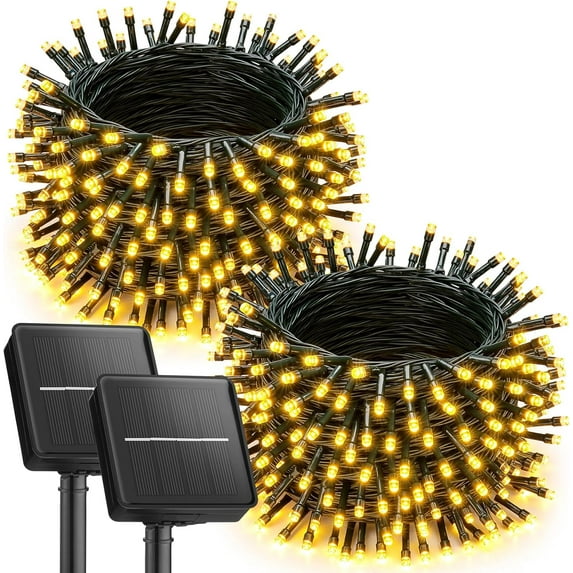 2 Pack Solar String Lights Outdoor Waterproof, 92Ft 240 LED Solar ...