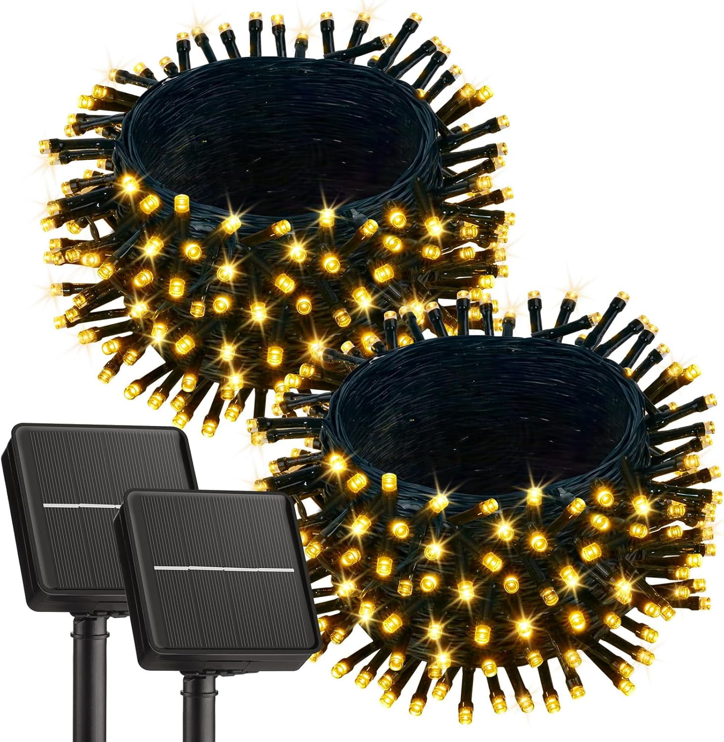 2 Pack Solar String Lights for Outside, 92Ft 240 LED Solar Lights ...
