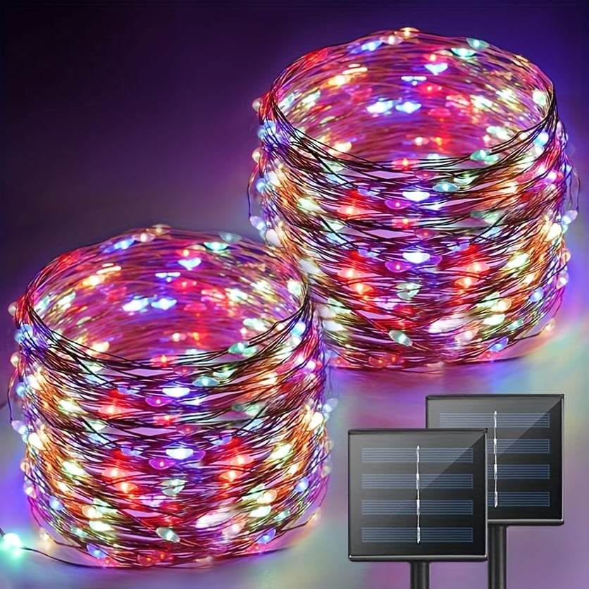 2 Pack Solar String Lights, Total 144FT 400 LED Outdoor Solar Fairy ...