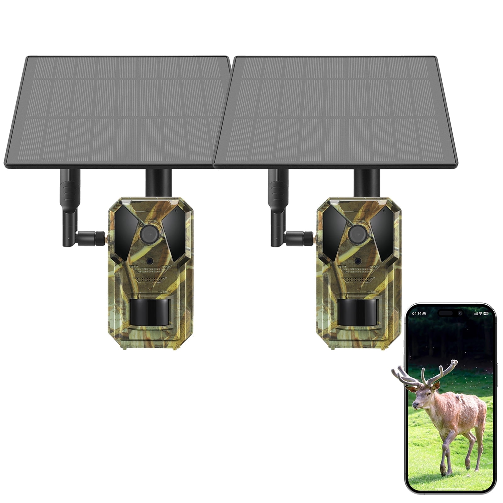 2 Pack Solar Trail Camera, 4G Cellular Hunting Camera, 2K Video, Motion ...