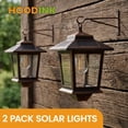 2 Pack Solar Wall Lanterns | Outdoor Hanging Solar Lights with 4 Solar ...