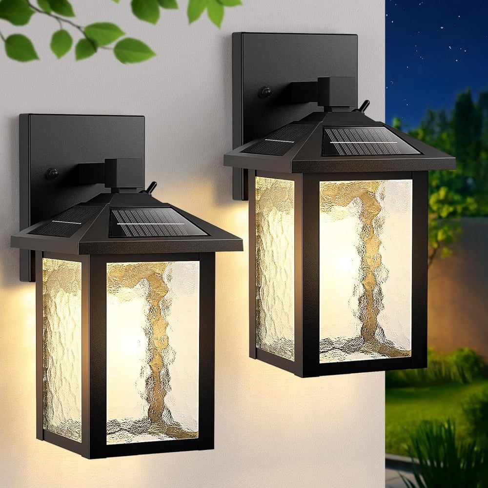 2-Pack Solar Wall Lights Outdoor, Aluminum Dusk to Dawn LED Porch Light ...