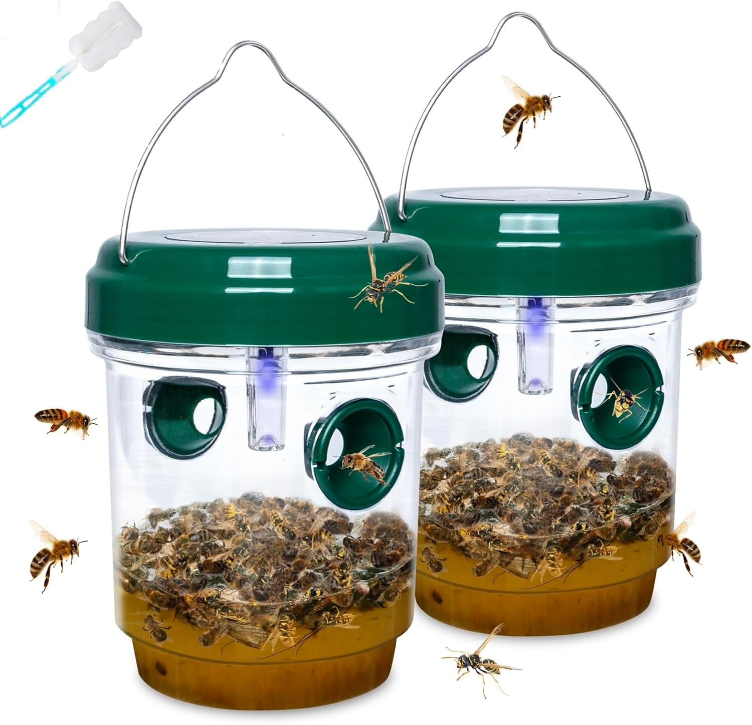 2 Pack Solar Wasp Traps Outdoor Hanging Yellow Jacket Trap Carpenter ...