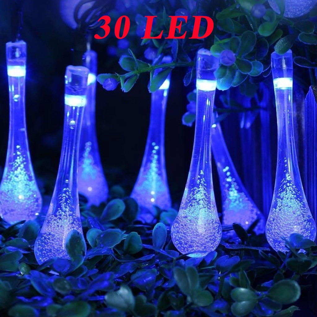 2 Pack Solar Water Drop String Lights│Total 21.3FT 30 LED Solar Powered ...