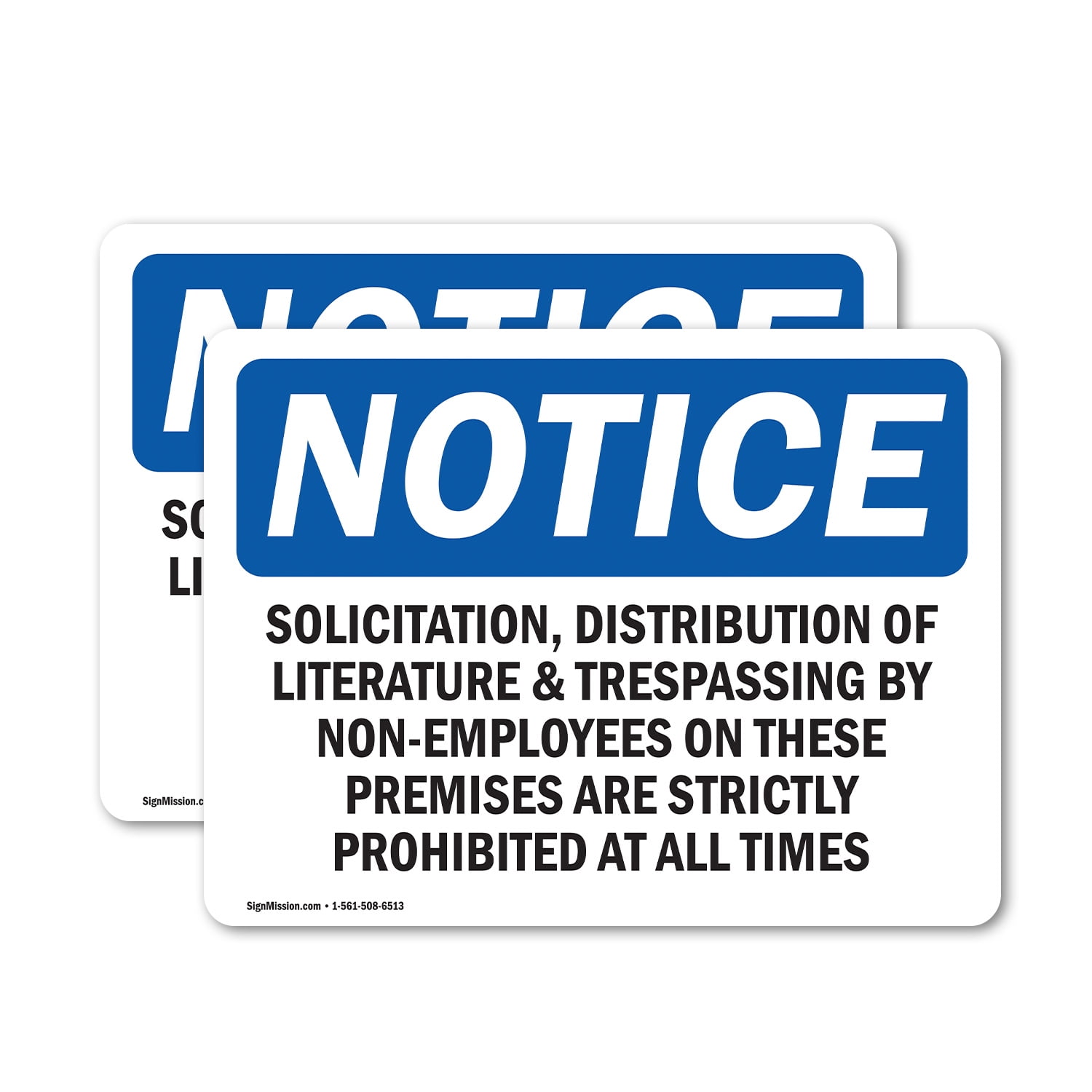 (2 Pack) Solicitation Distribution Of Literature OSHA Notice Sign ...
