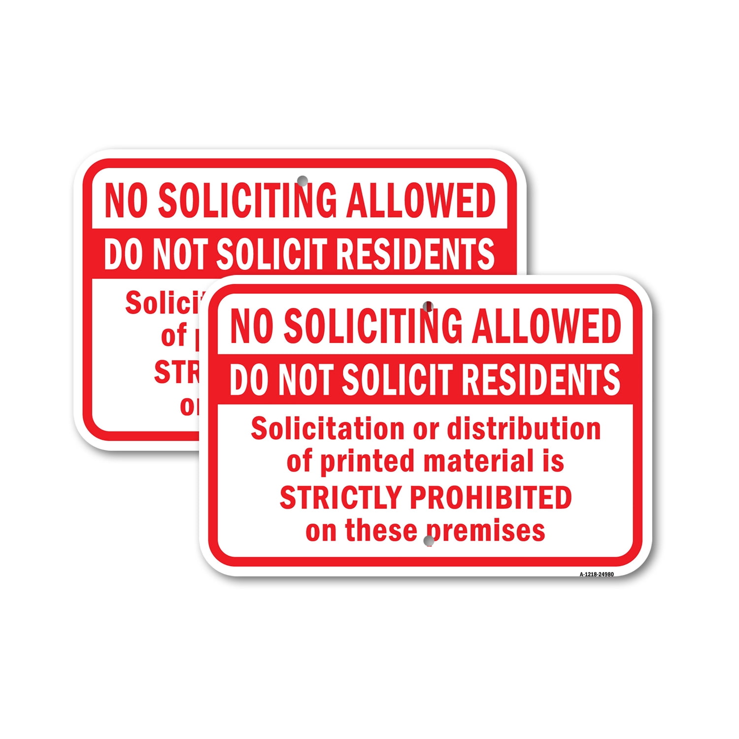 (2 Pack) No Soliciting Allowed Do Not Solicit Residents Sol | 12" X 18 ...