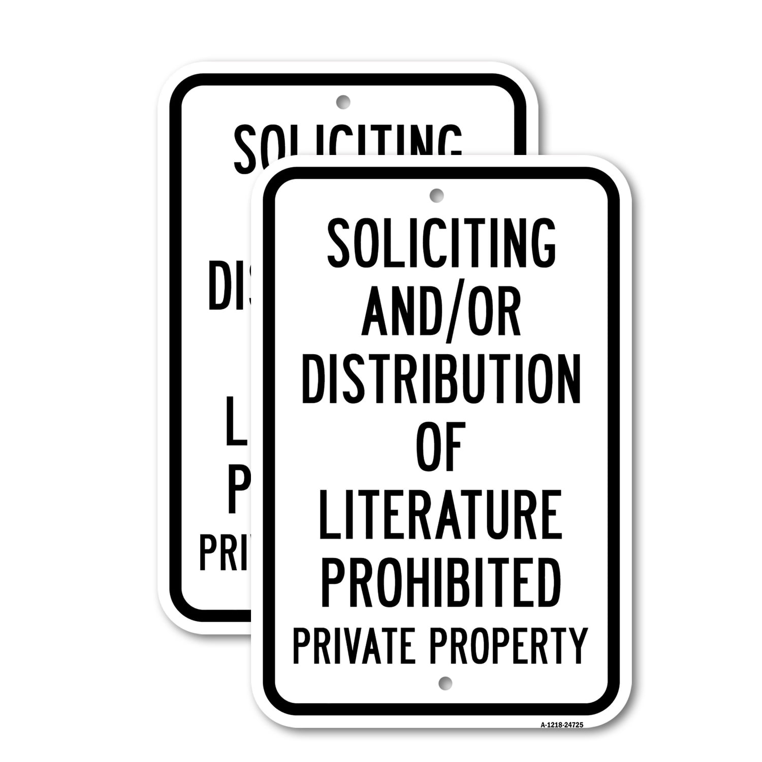 (2 Pack) Soliciting And Or Distribution Of Literature Prohi | 12" X 18 ...