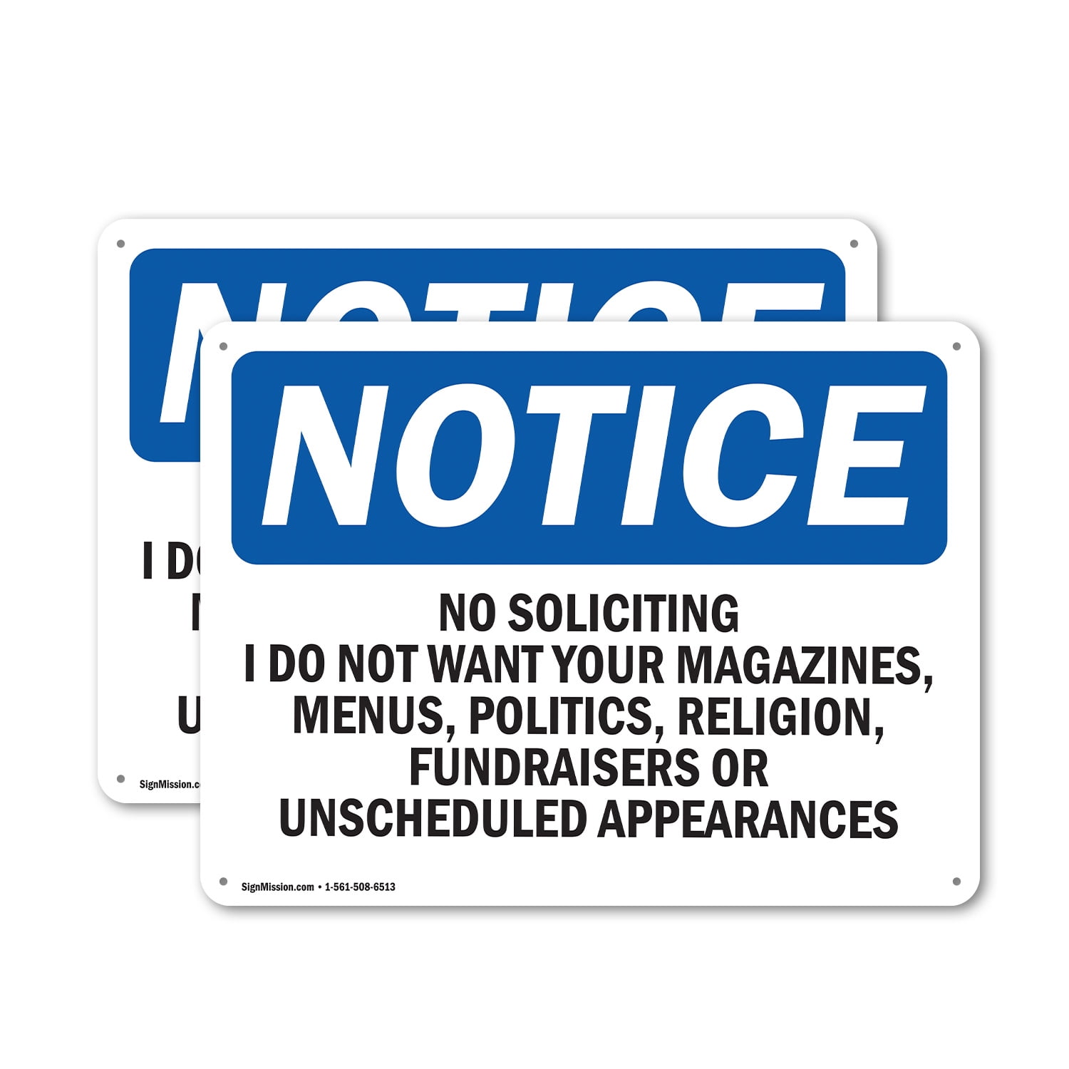 (2 Pack) No Soliciting I Do Not Want Your Magazines OSHA Notice Sign 10 ...