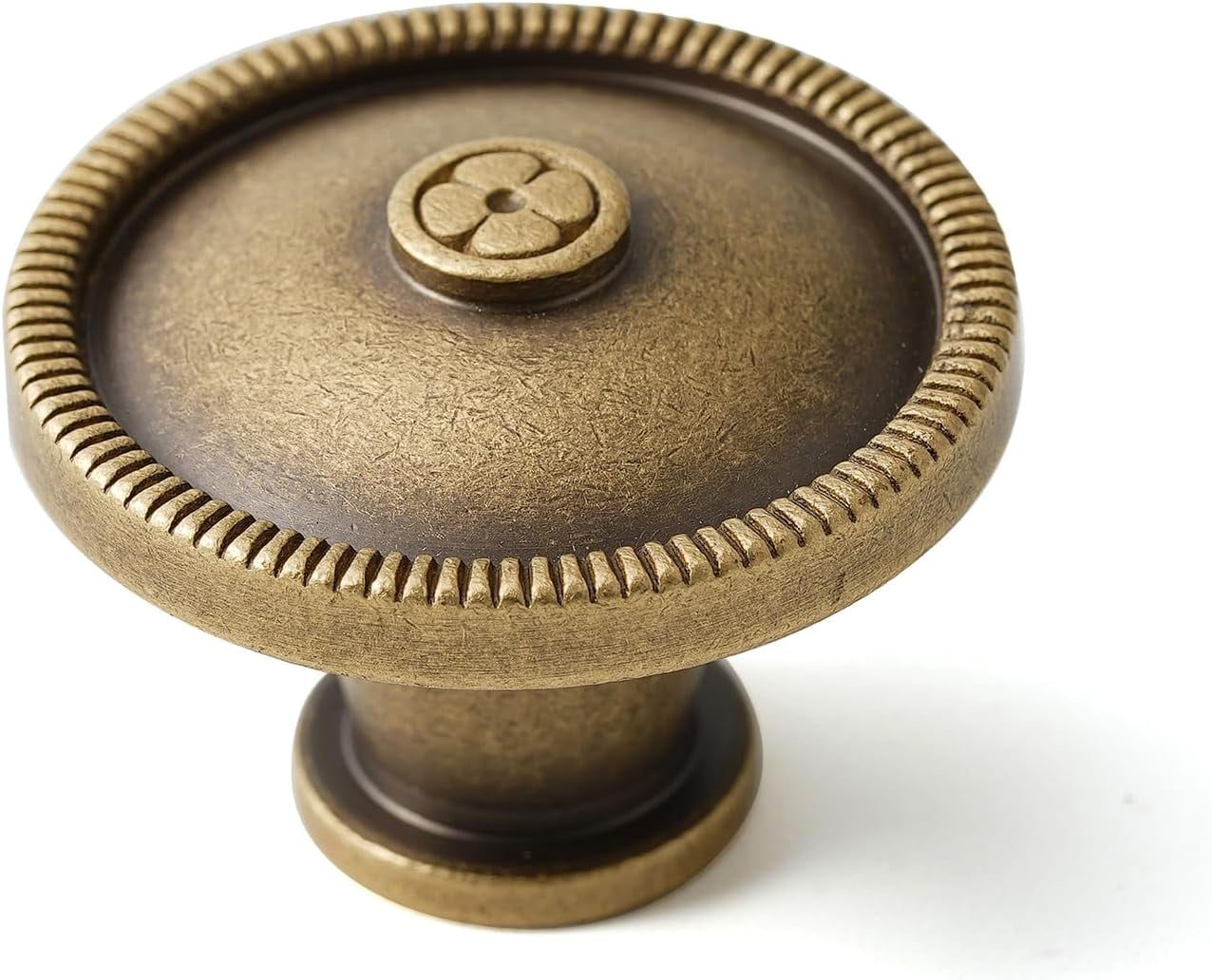 2 Pack Solid Brass Cabinet Knobs 1-1/4 Inch (32mm) Antique Brass Drawer ...