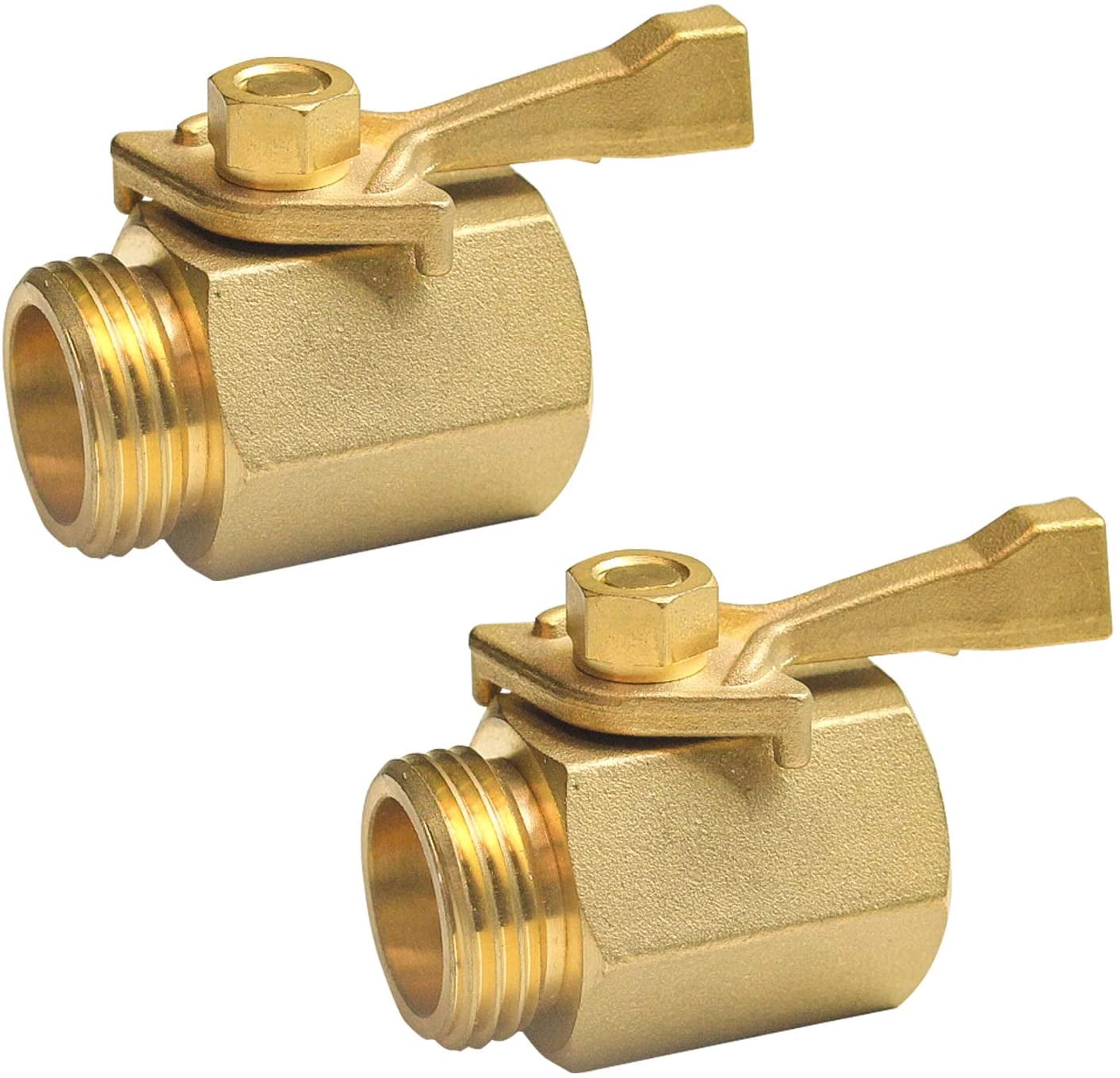 2 Pack Solid Brass Garden Hose Shut Off Valve with 2 Extra Rubber ...