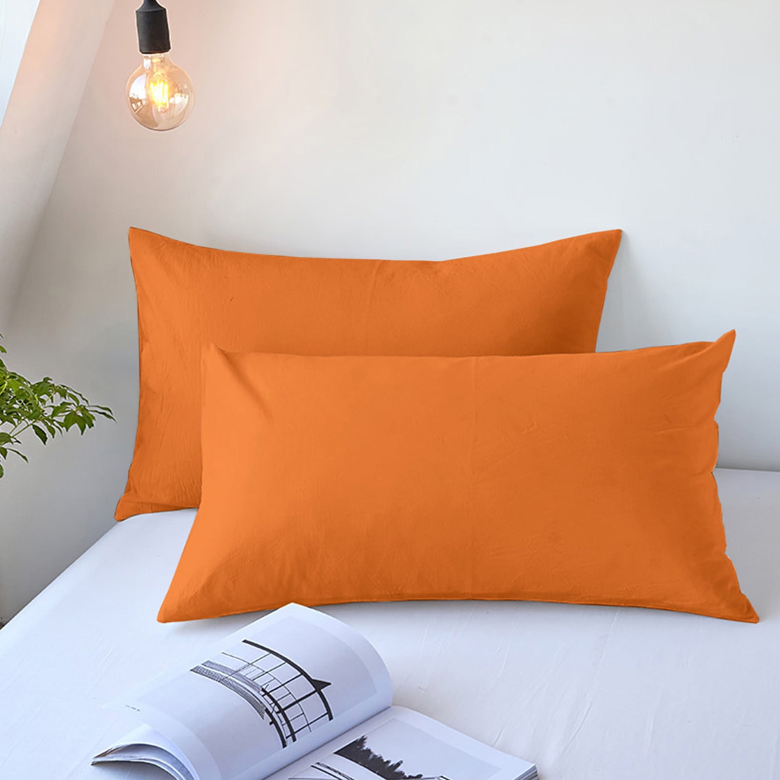 2 Pack Solid Color Pillowcases 48x74cm Polyester Breathable Cool ...
