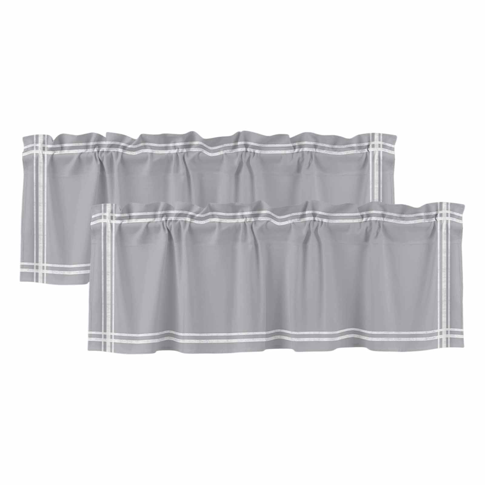 2 Pack Solid Color Valance for Window Gray Kitchen Valance Rod Pocket ...