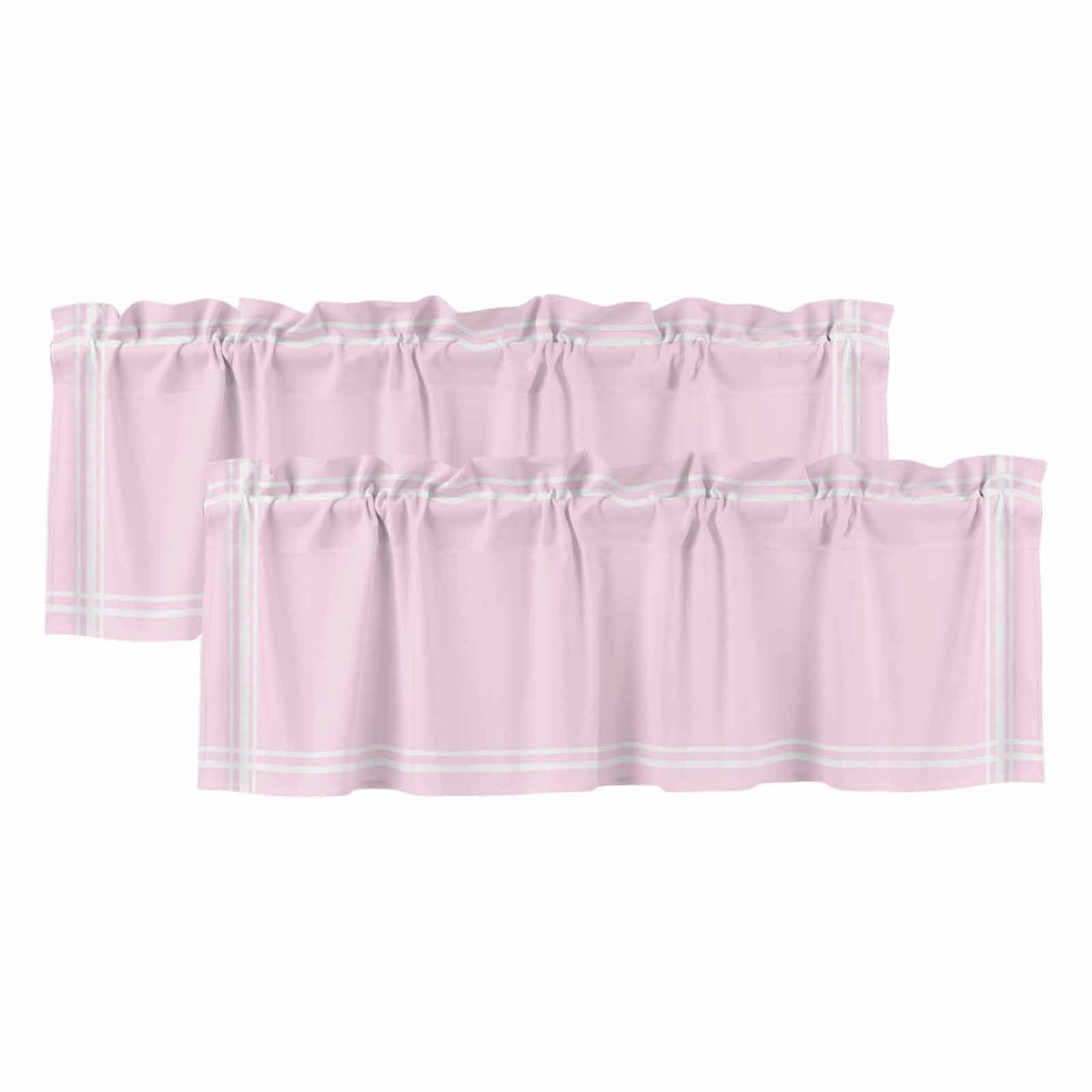 2 Pack Solid Color Valance for Window Pink Kitchen Valance Rod Pocket ...