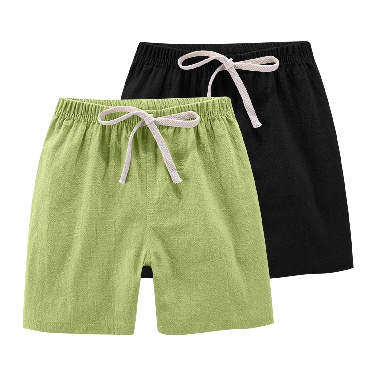 2 Pack Solid Cotton Linen Shorts for Girls Toddler Girl Drawstring ...