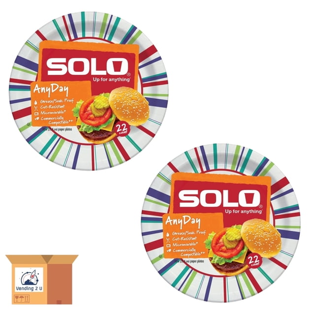 ( 2 Pack ) Solo Paper Plates, Heavy Duty, 10 Inch, 22 Count - Walmart.com