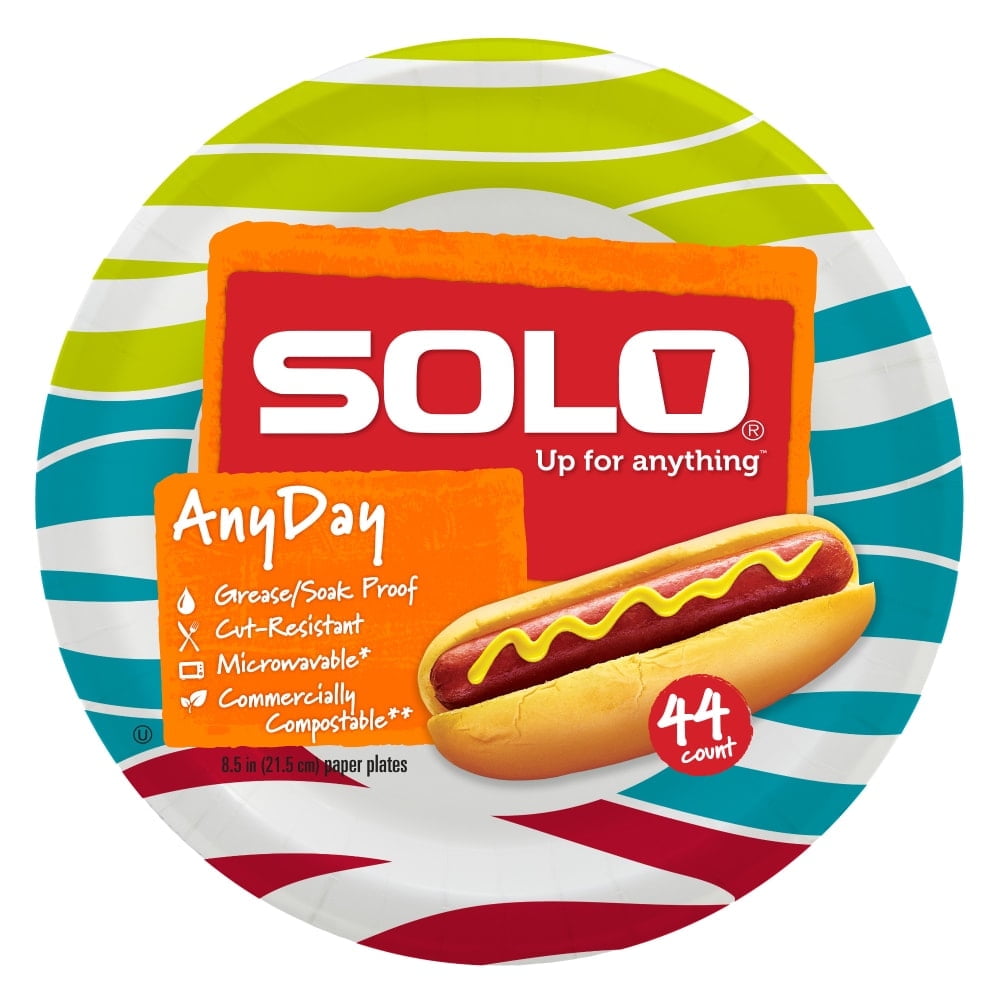 ( 2 Pack ) Solo Paper Plates, Heavy Duty, 8.5 IN, 44 Count - Walmart.com