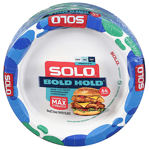 ( 2 Pack ) Solo Paper Plates, Max Strength, Bold Hold, 8.5 IN, 64 Count ...