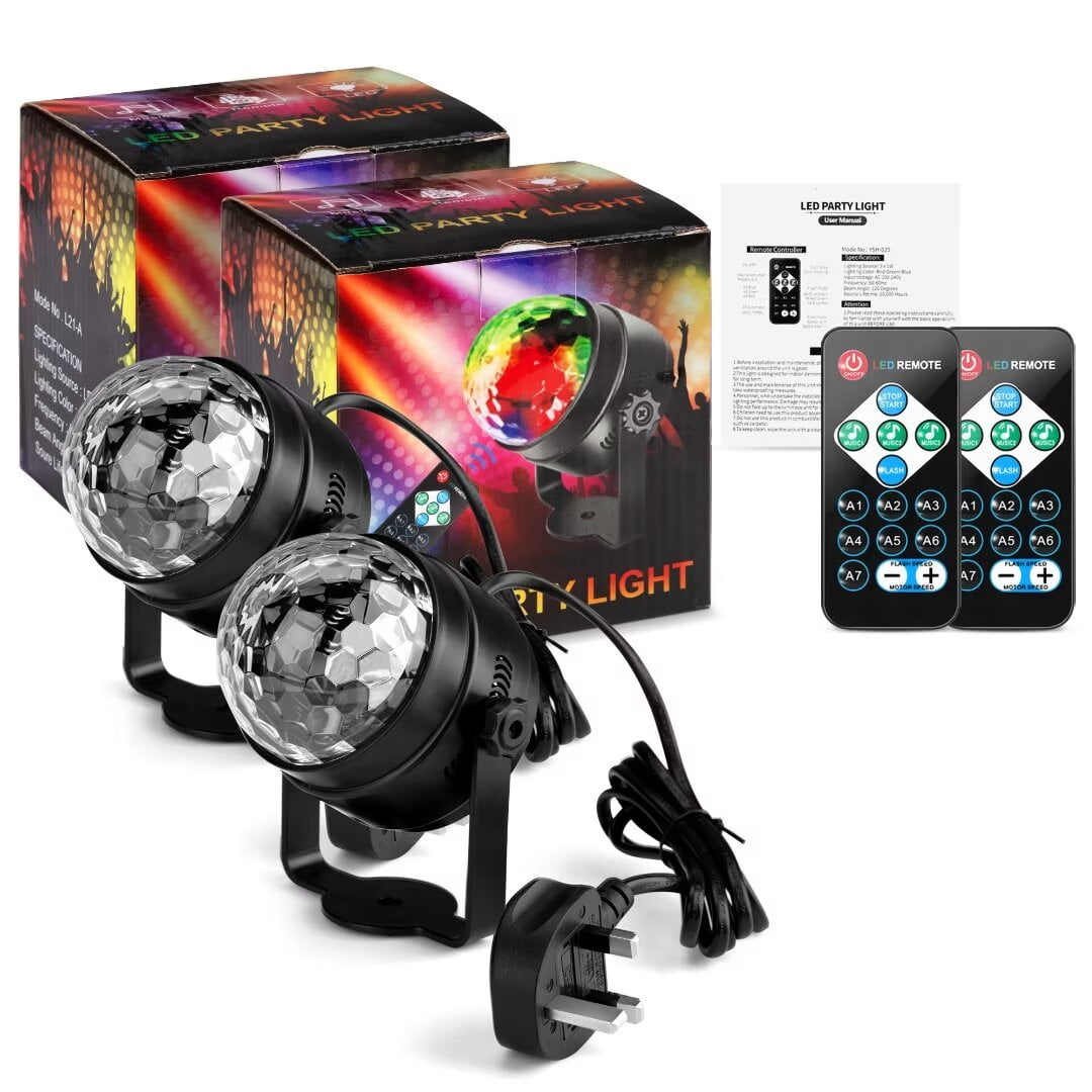 2 Pack Sound Activated Disco Ball Lights with Remote,7 Colors Party ...