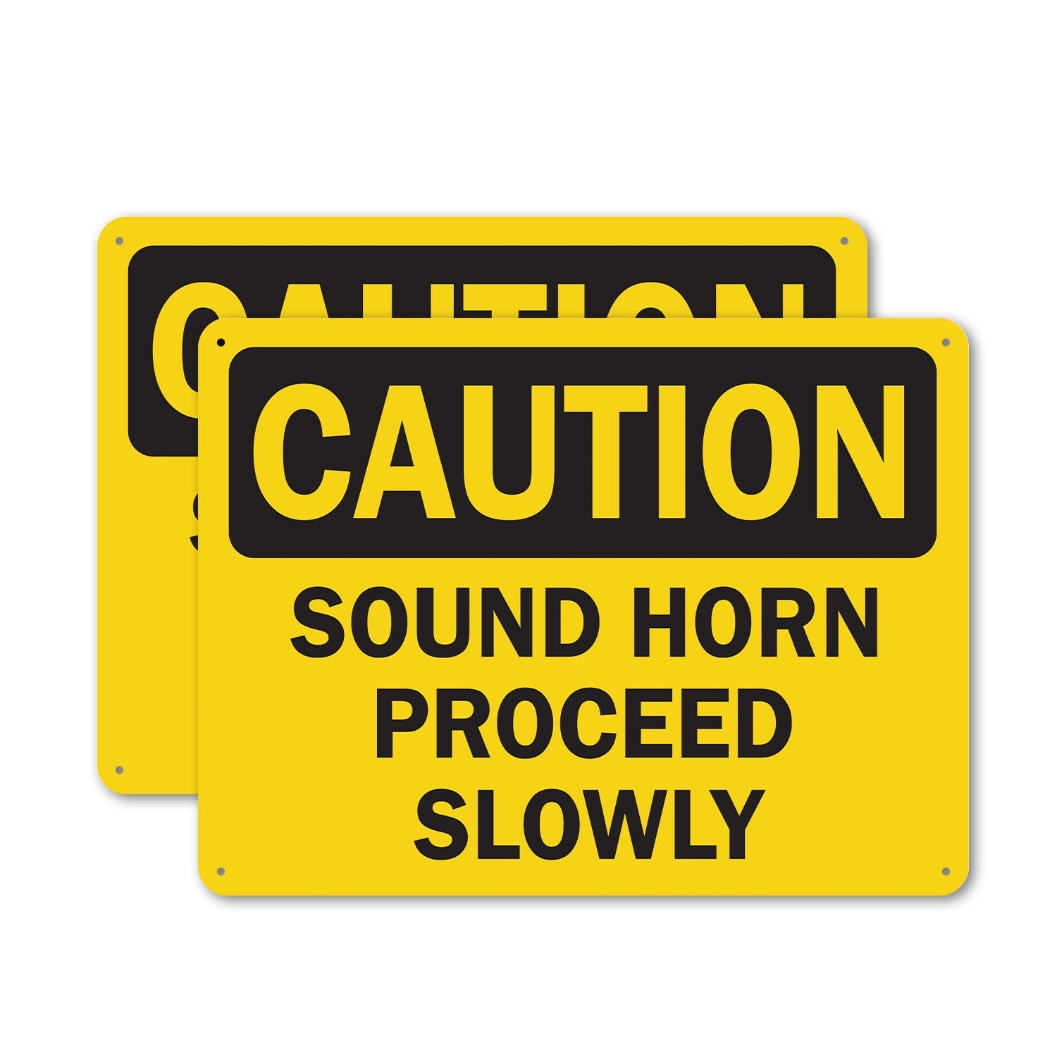 (2 Pack) Sound Horn Proceed Slowly OSHA Caution Sign 24 Inch X 18 Inch ...
