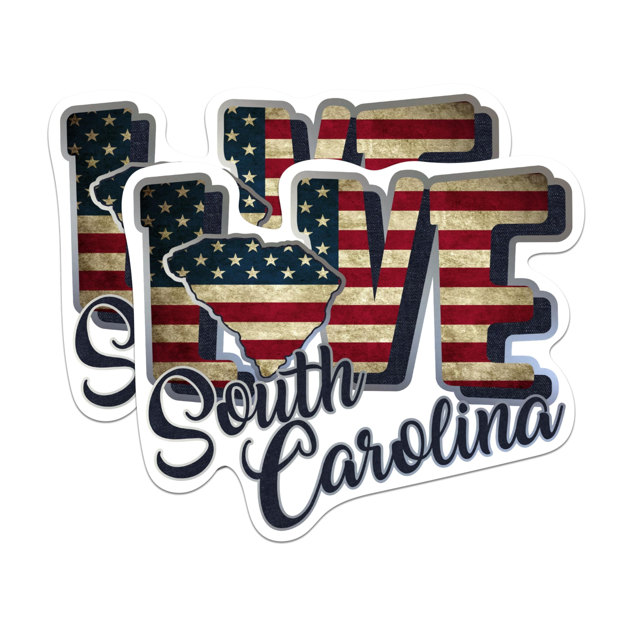 (2 Pack) South Carolina Love State Stickers - SC State USA Flag ...