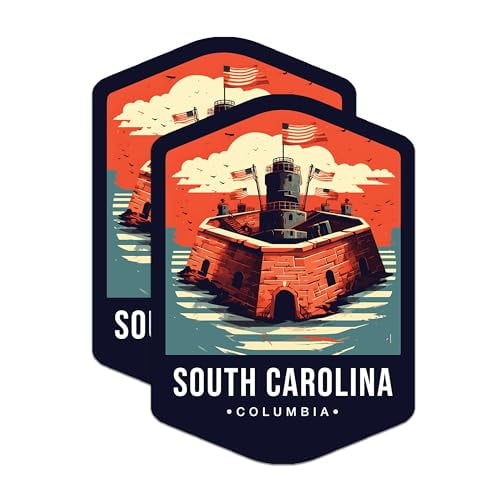 (2 Pack) South Carolina State and Capitol Stickers - SC State Sticker ...