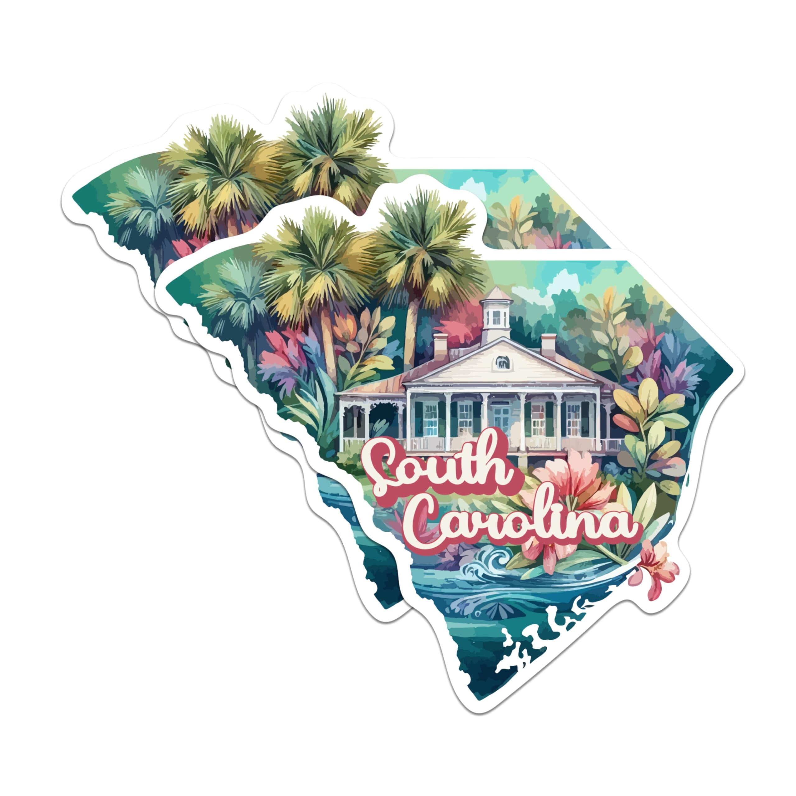 (2 Pack) South Carolina State Shape Stickers - SC State Sticker ...