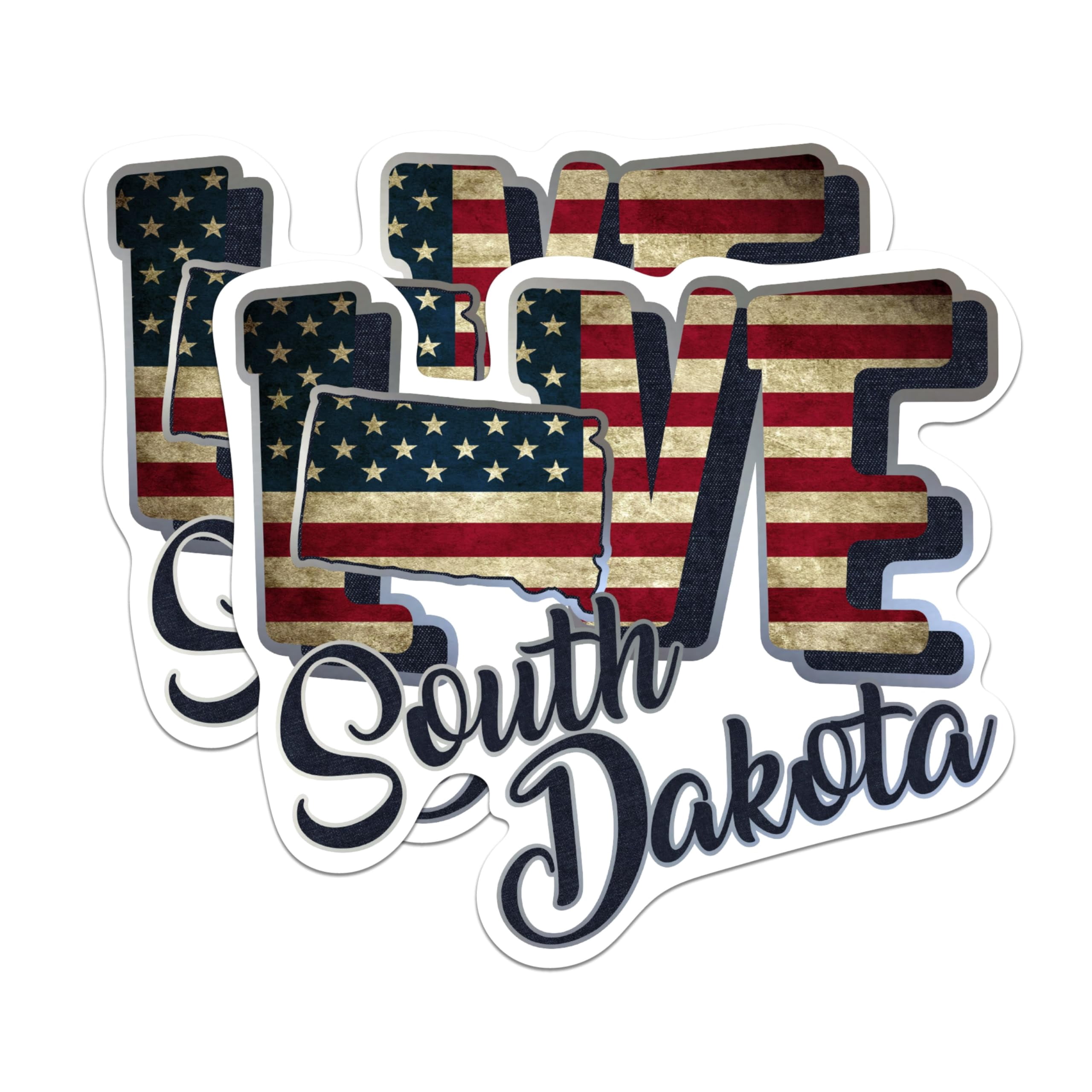 (2 Pack) South Dakota Love State Stickers - SD State USA Flag - Choose ...