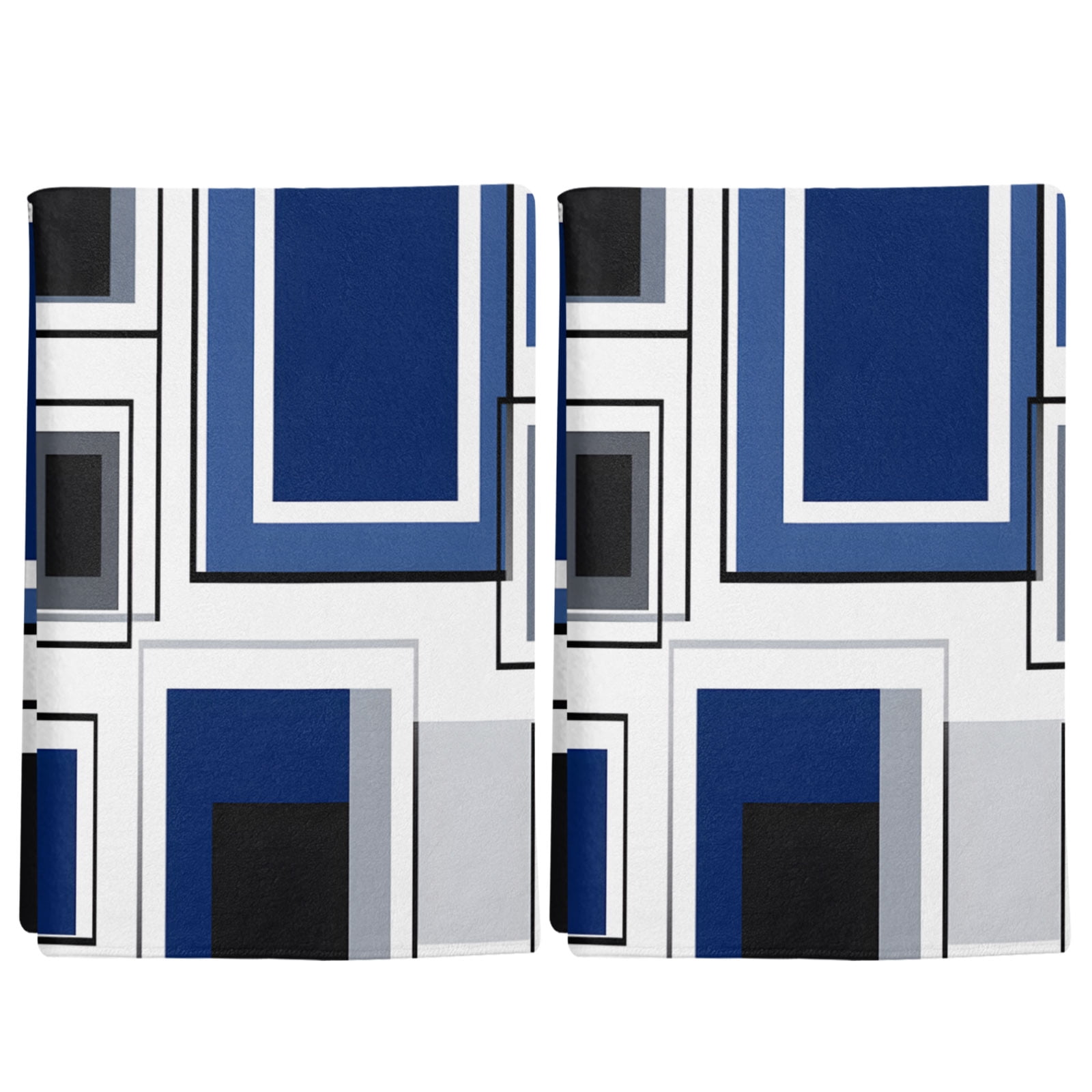2 Pack Space Design Sense Kitchen Towels Grey Blue Line Suqare Abstract ...