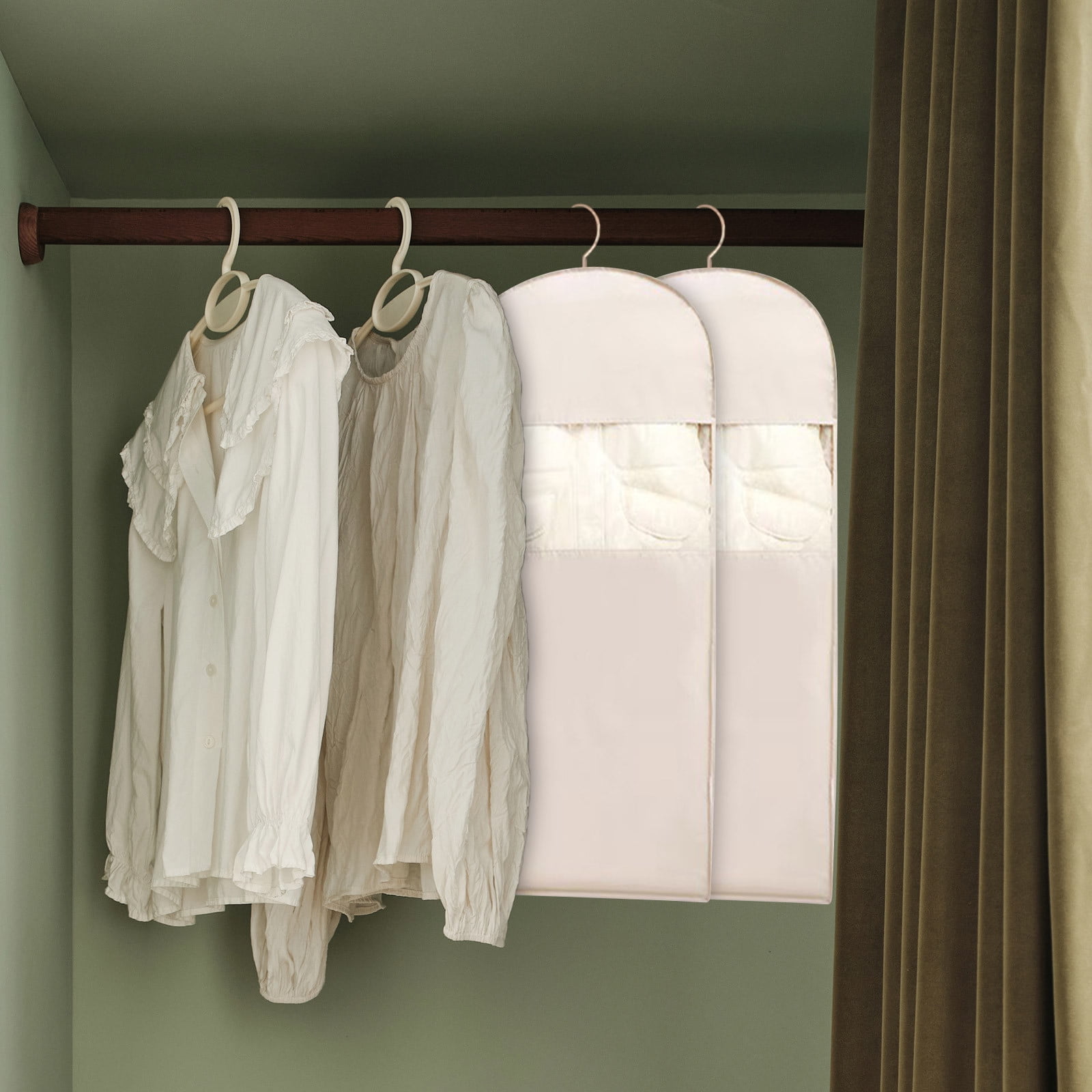 2 Pack Space-Saving Hanging Vacuum Garment Storage Bags with Self ...