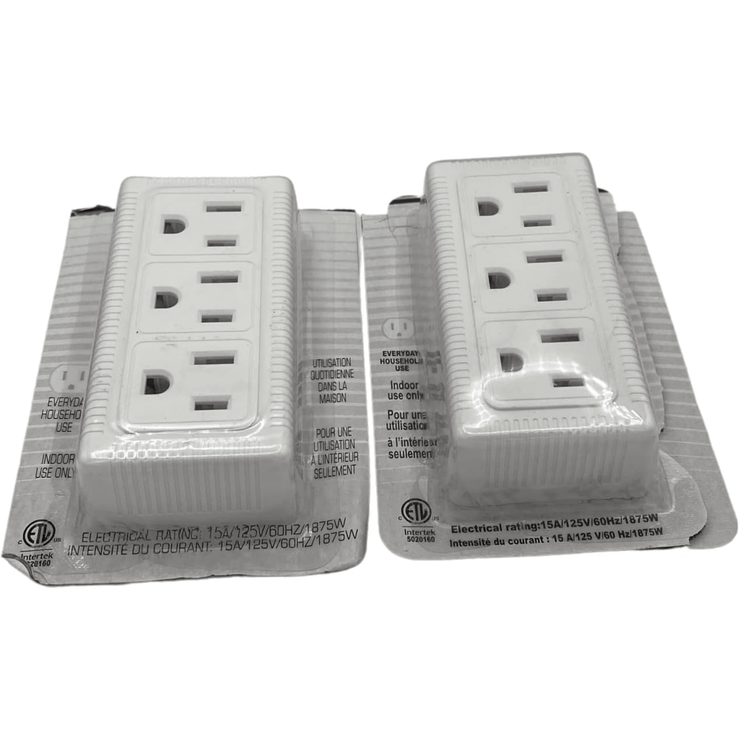 2-Pack Spaced 3 Outlet Grounded Outlet Extender Wall Tap - Walmart.com