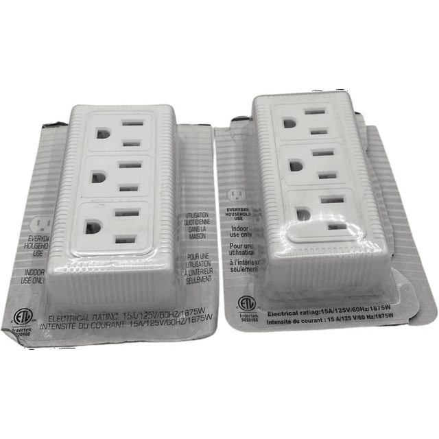 2-Pack Spaced 3 Outlet Grounded Outlet Extender Wall Tap - Walmart.com