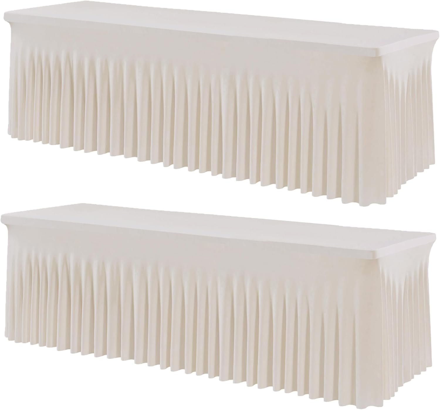 2 Pack Spandex Ivory Table Clothes for 8 Foot Rectangle Tables, Stretch ...