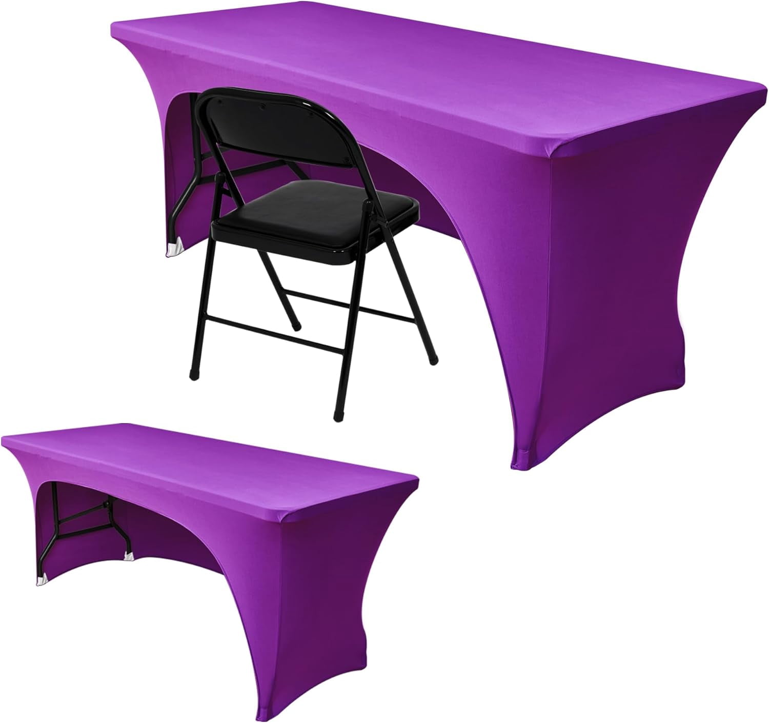 2 Pack Spandex Purple Tablecloths for 6 Foot Rectangle Table-Open Back ...