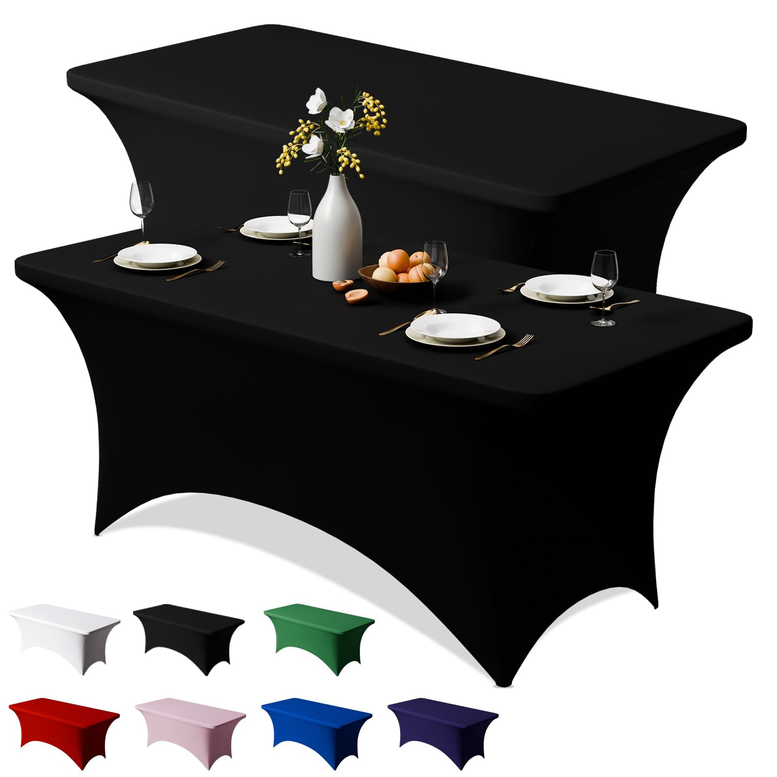 2 Pack Spandex Stretch Table Cloth 6FT Rectangular, 72 x 30 Inch ...