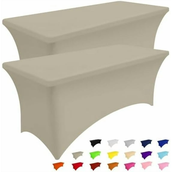 2 Pack Spandex Table Cloth 6FT, Elastic Fitted Stretch Tablecloths ...