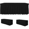 2 Pack Spandex Table Skirt for 6 Ft Rectangle Tables, Black Fitted ...
