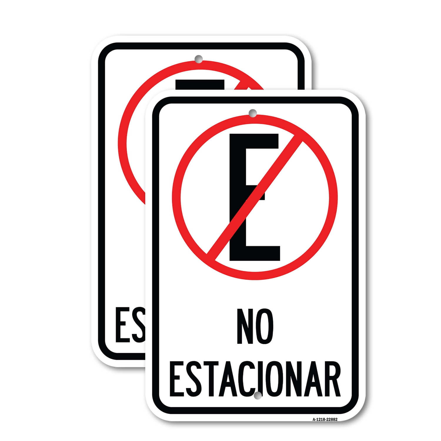 (2 Pack) Spanish Parking Sign No Estacionar (No Parking) (With Graphic ...