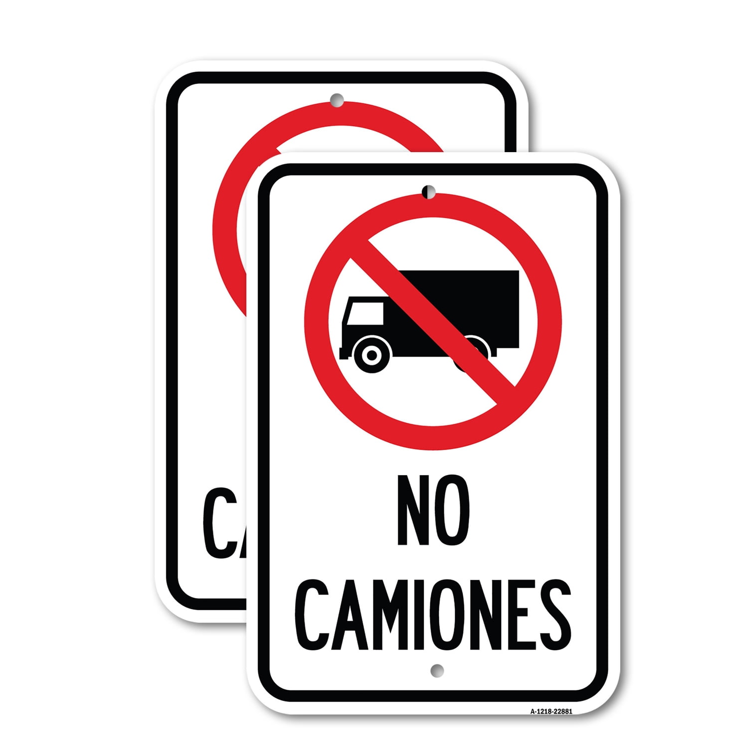 (2 Pack) Spanish Traffic Sign No Camiones (No Trucks) (With Graphic ...