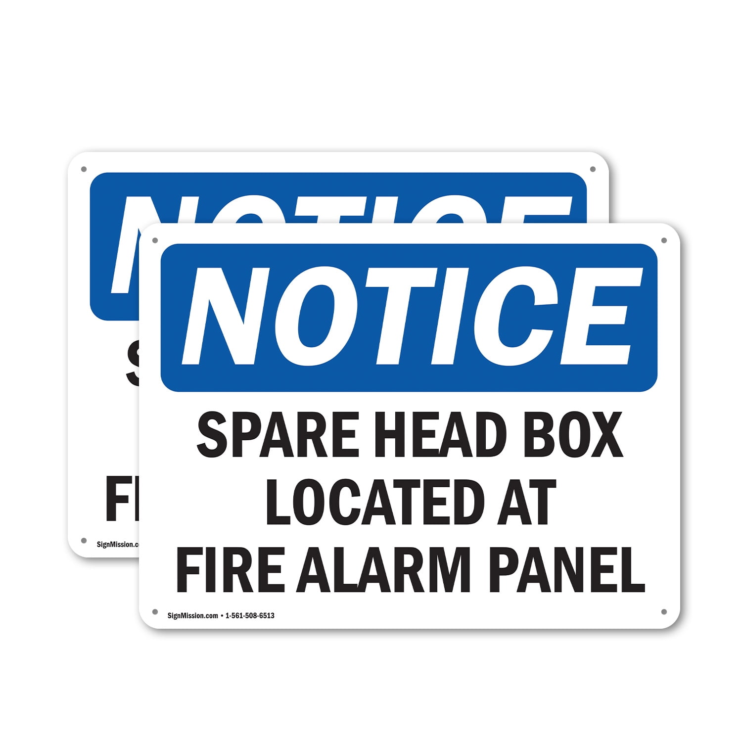 (2 Pack) Spare Head Box Located At Fire Alarm Panel OSHA Notice Sign 10 ...