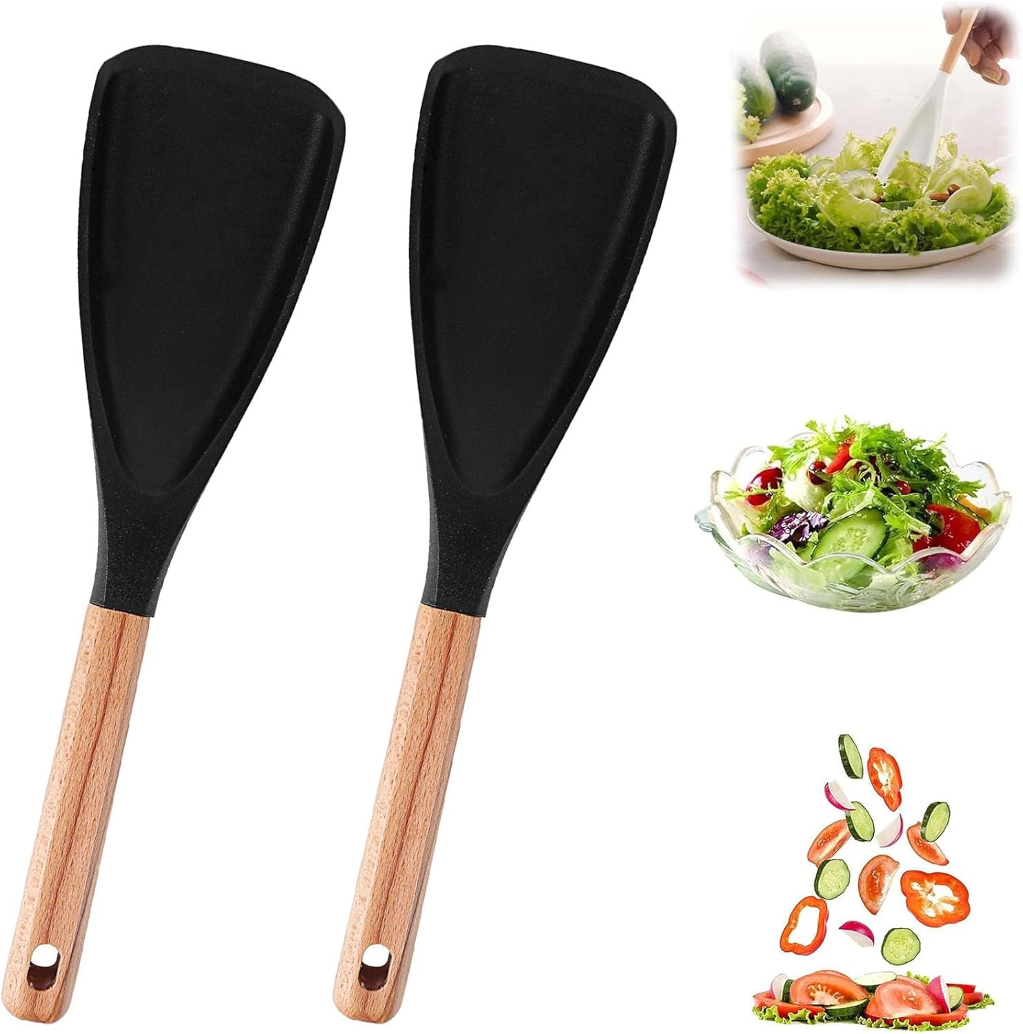 2 Pack Spatula Spoon Silicone Heat Resistant, Multi Function Spoon with ...