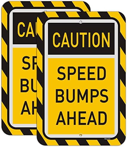 2 Pack Speed Bumps Ahead Signs Slow Down Signs Metal Reflective 18" x ...