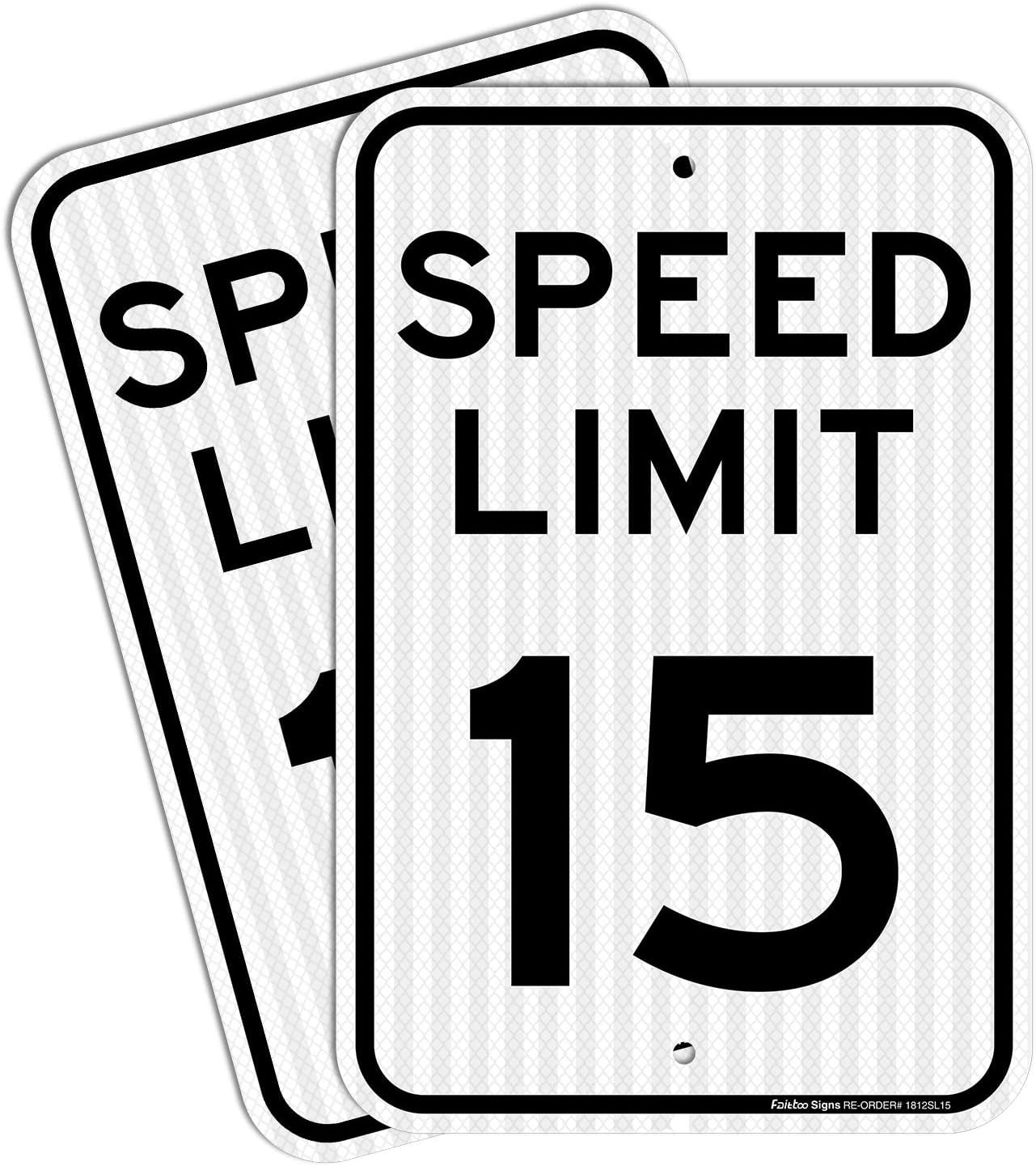 (2 Pack) Speed Limit 15 MPH Sign, 16 x 12 Inches Engineer Grade ...