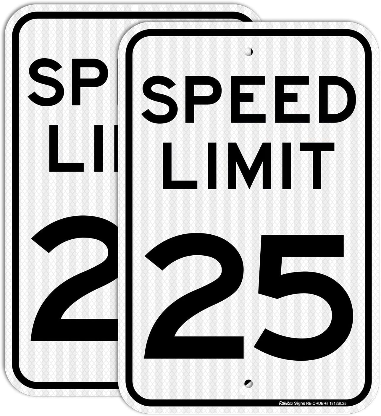 (2 Pack) Speed Limit 25 MPH Sign, Slow Down Sign, Traffic Sign, 18 X 12 ...