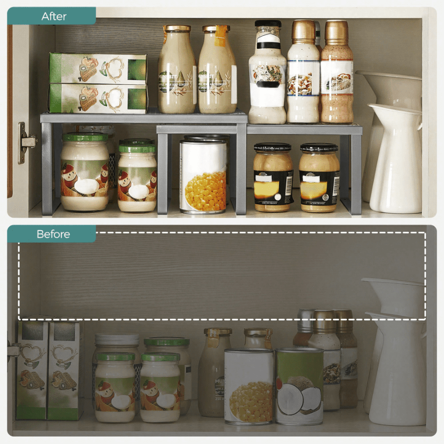 2 Pack Spice Rack, Cabinet Shelf Organizers, Shelf Organizer ...